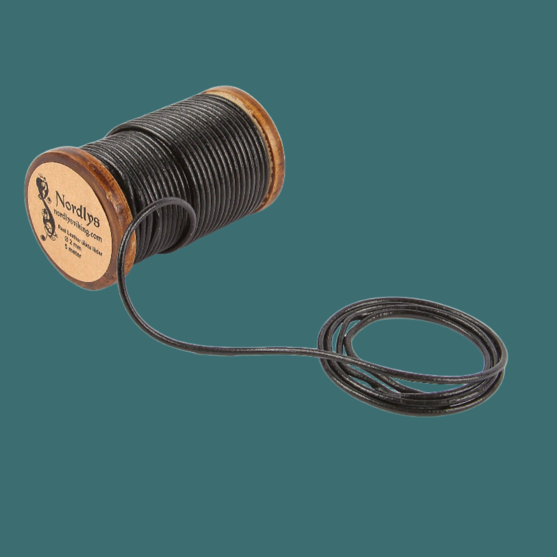 2mm, 5m natural black leather string